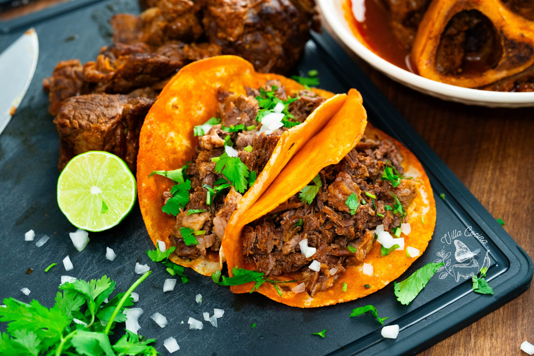 Beef tongue tacos | Tacos de lengua recipe - Villa Cocina